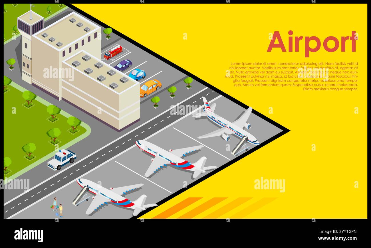 illustration of Isometric layout of Airport lounge, luggage, arrival ...