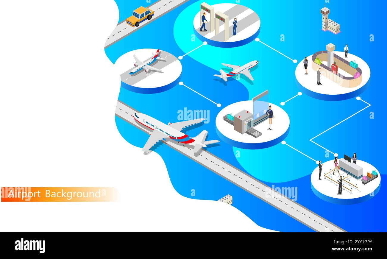 illustration of Isometric layout of Airport lounge, luggage, arrival ...