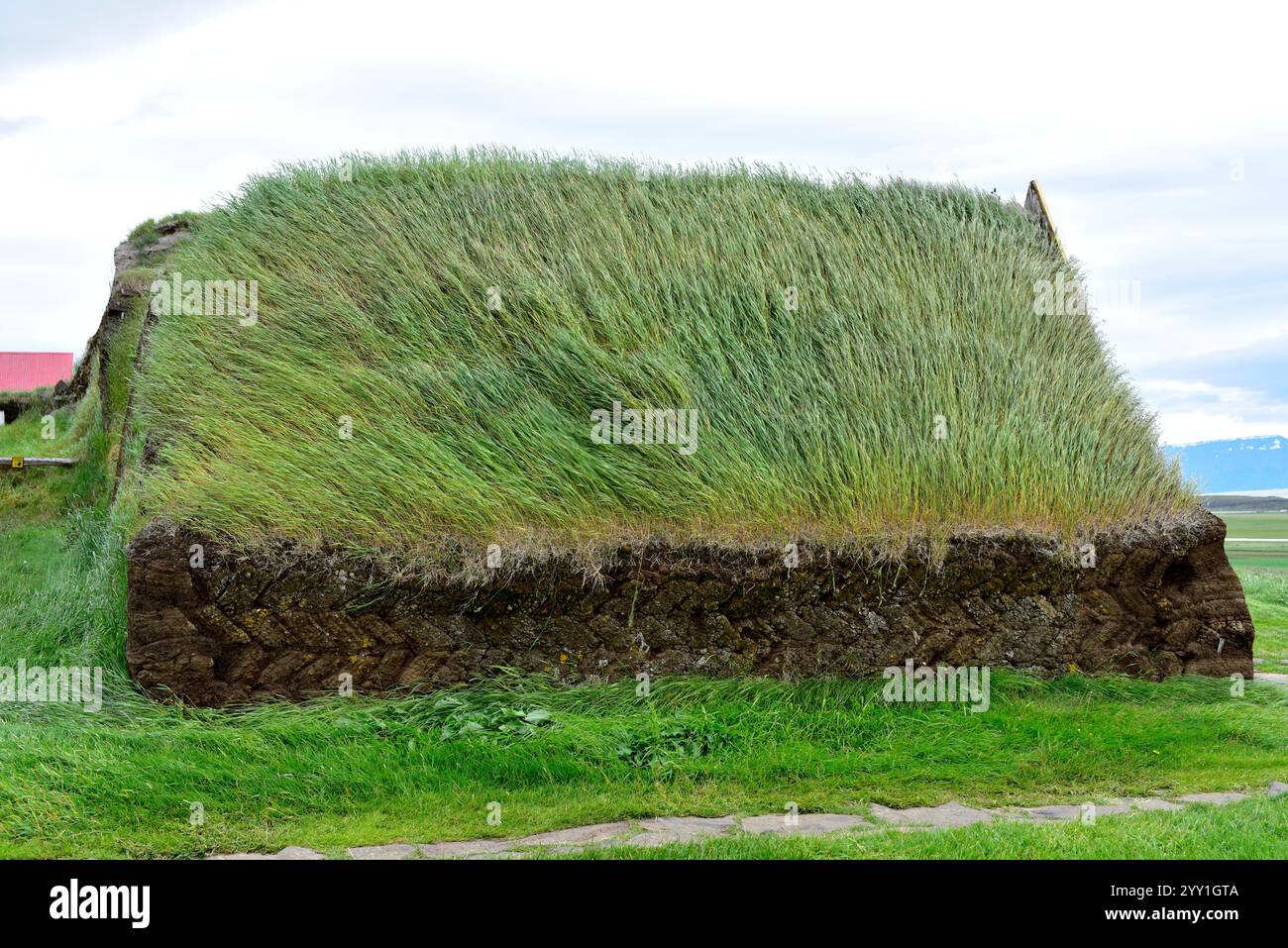 Glaumbaer, Icelandic traditional town. Peat and wood house, exterior ...