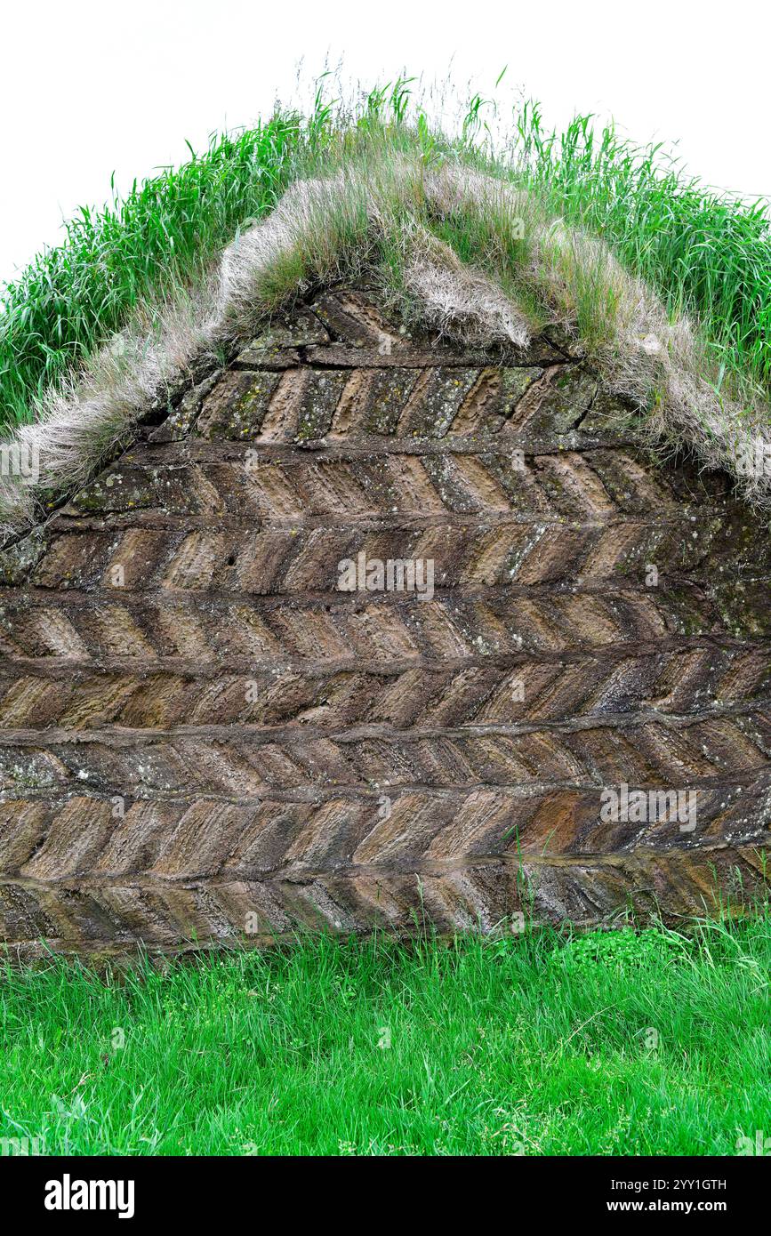Glaumbaer, Icelandic traditional town. Peat and wood house, exterior ...
