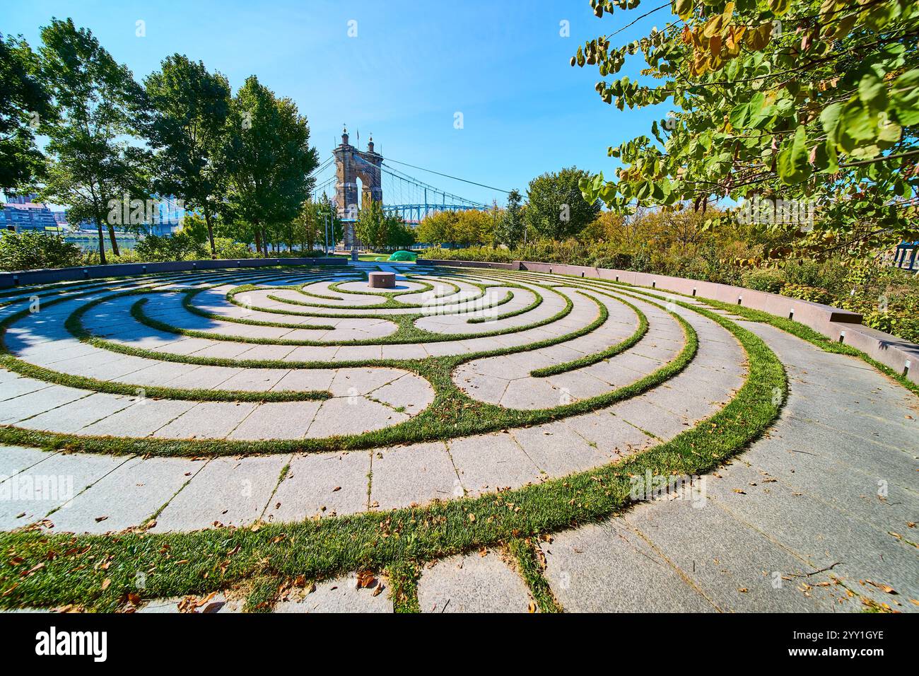 Labyrinth Garden and Roebling Bridge Harmony, Eye-Level Perspective ...