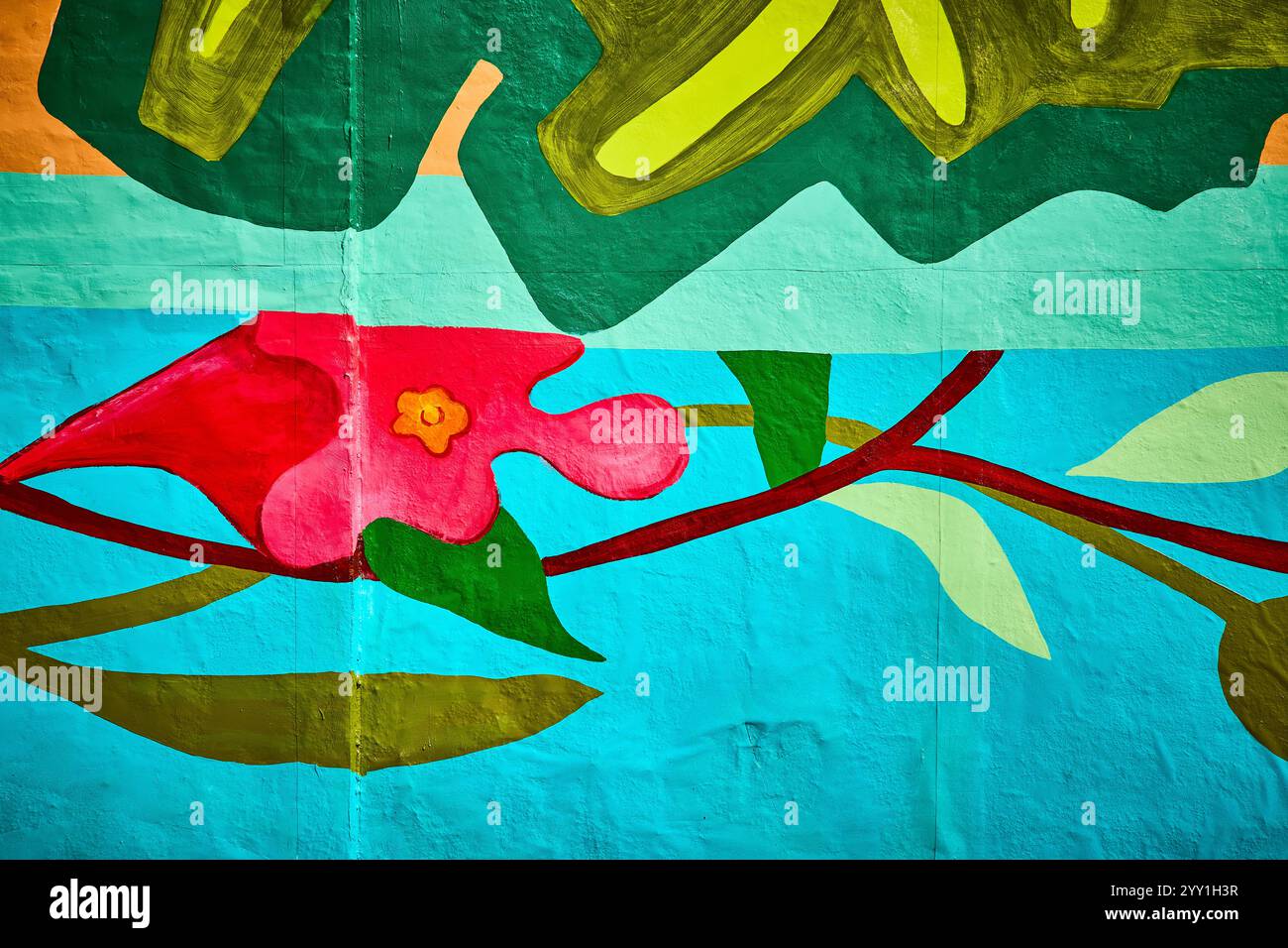 Tropical leaves mural hi-res stock photography and images - Alamy