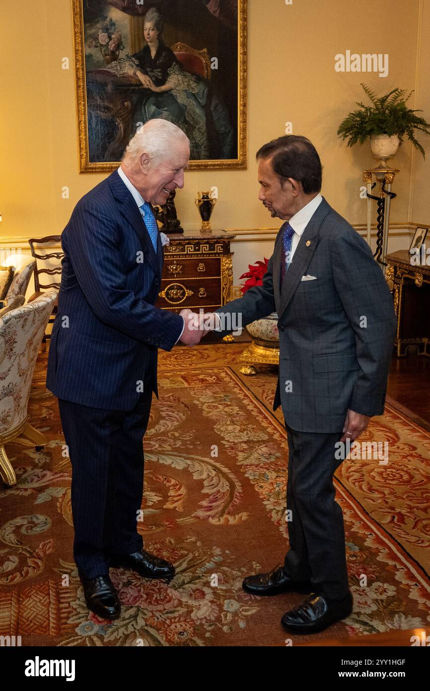 King Charles III during a meeting with the Sultan of Brunei, Hassanal ...