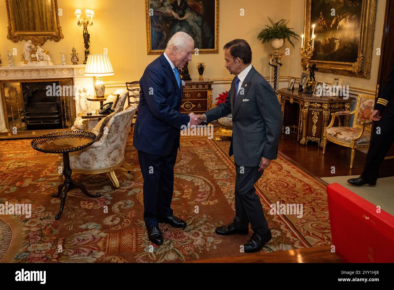 King Charles III during a meeting with the Sultan of Brunei, Hassanal ...