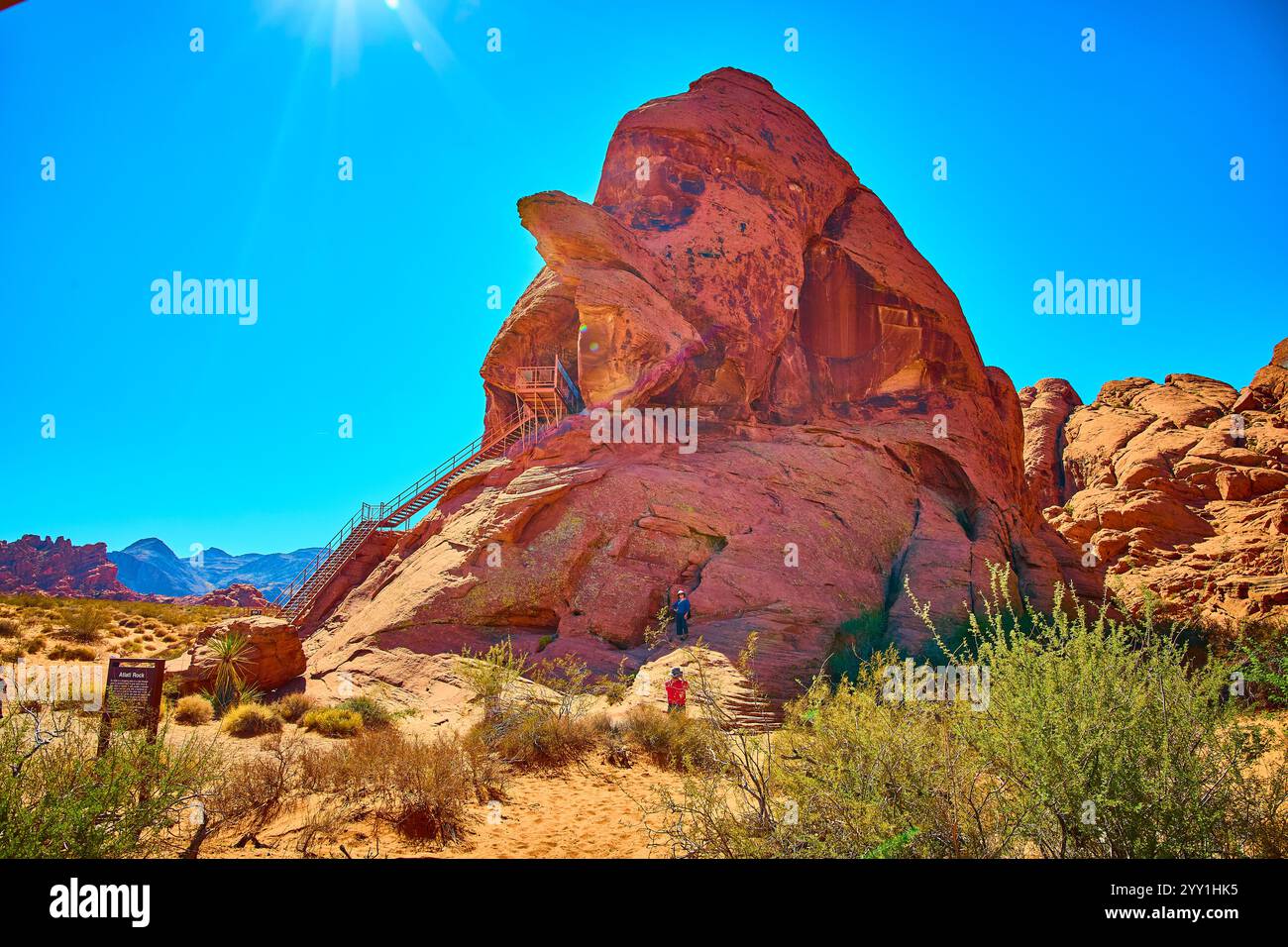 Atlatl Rock Formation in Valley of Fire with Staircase Eye-Level View ...