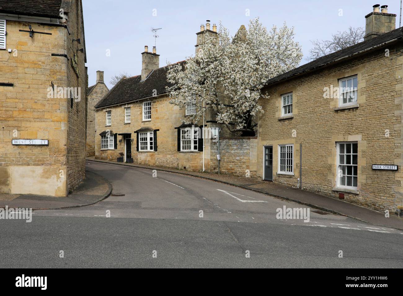 West street view in Kings Cliffe village, Northamptonshire, England, UK ...