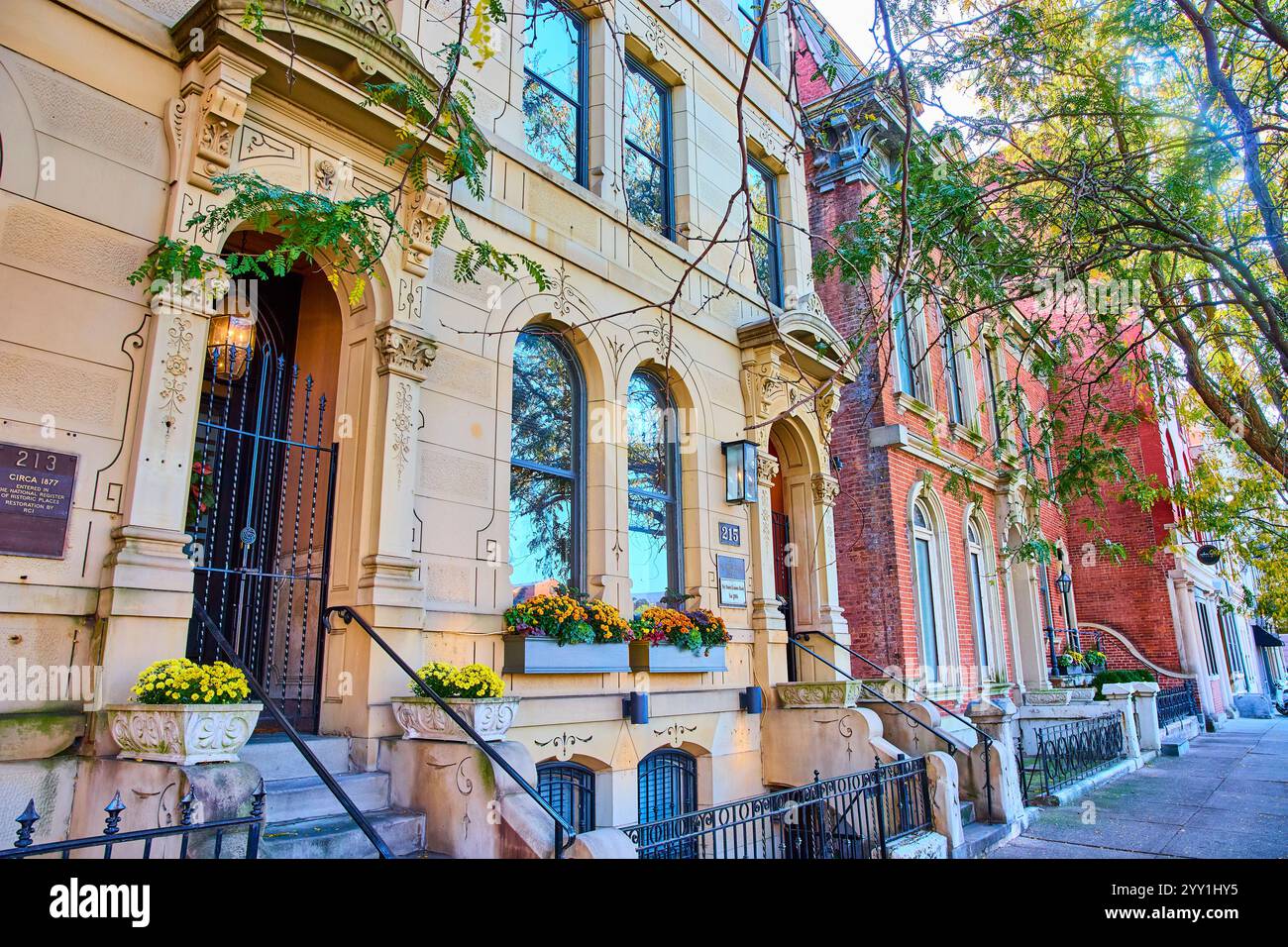 Victorian Townhouses in Cincinnati Ohio Eye-Level Perspective Stock ...