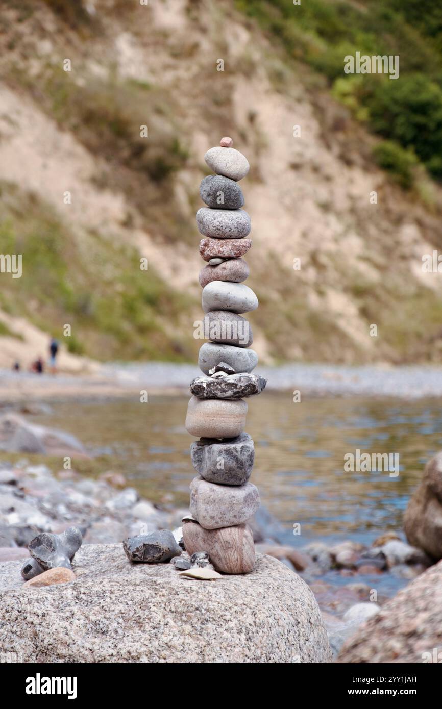 Peaceful shoreline balanced stones hi-res stock photography and images ...