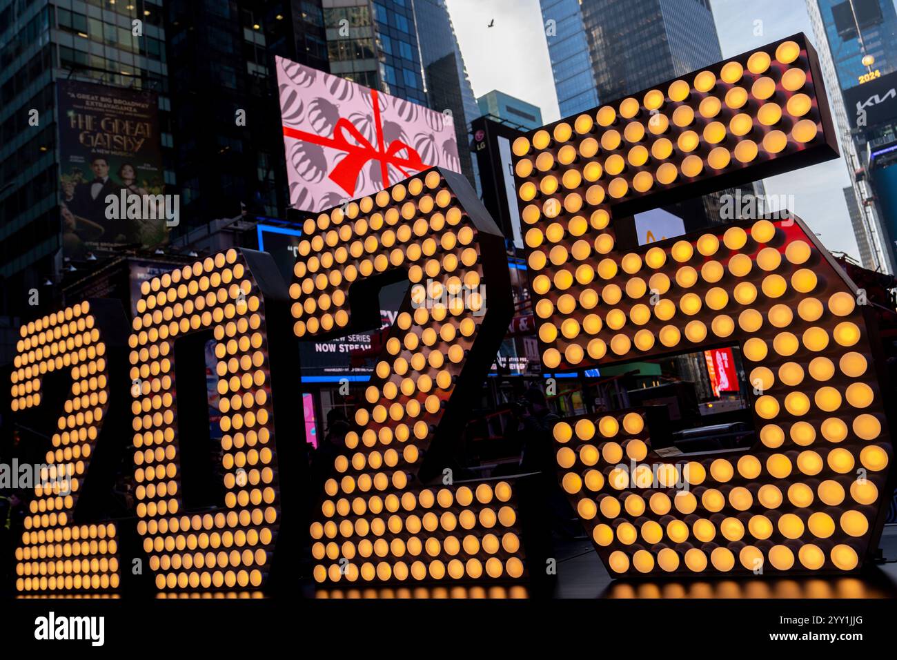 The 2025 New Year's Eve numerals are displayed in Times Square ...