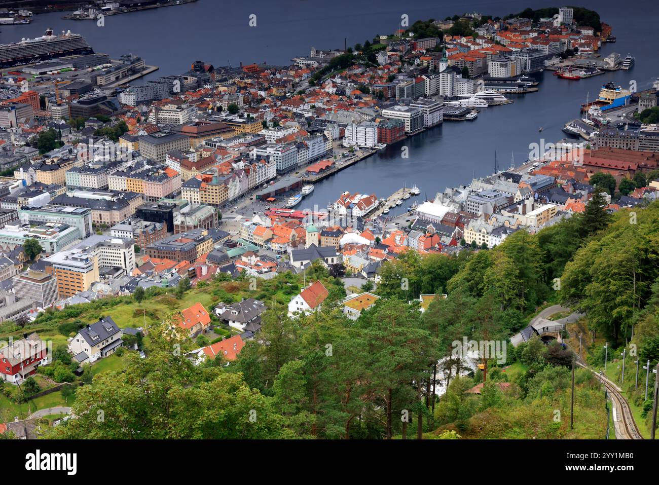 Aerial view of the city of Bergen, Norway Stock Photo - Alamy