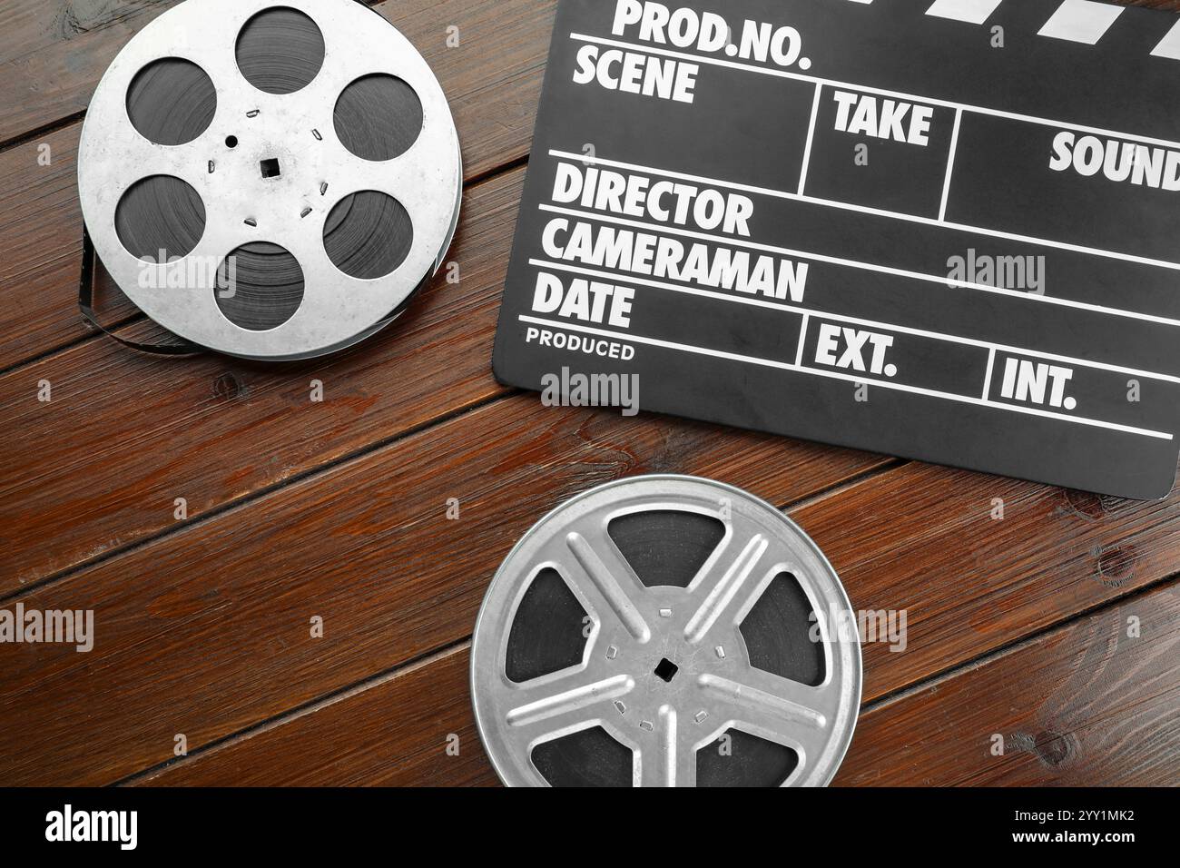 Film reels movie clapper hi-res stock photography and images - Alamy