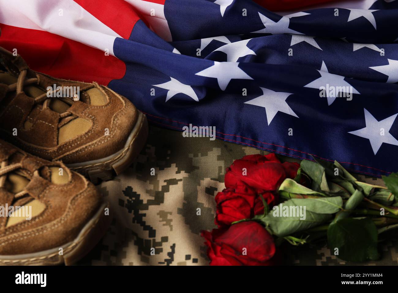American flag red roses hi-res stock photography and images - Alamy