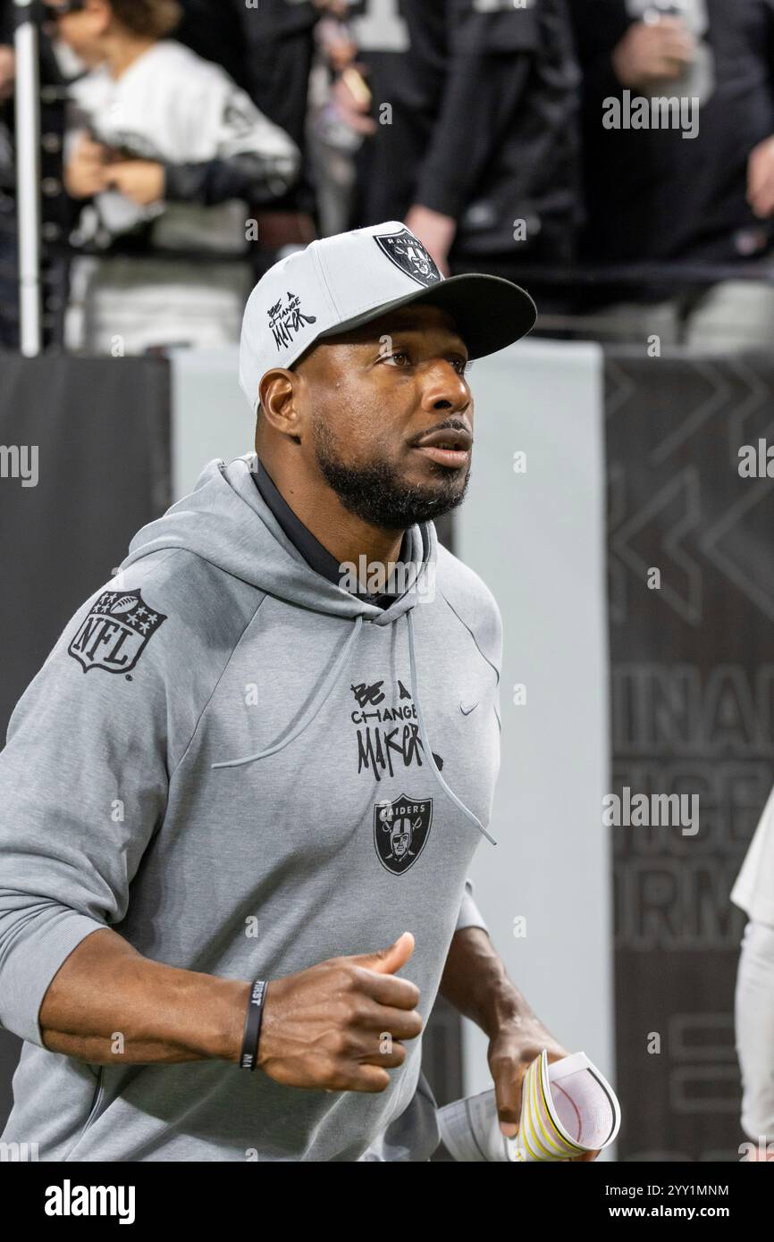 Las Vegas Raiders running backs coach Carnell Williams enters the field ...