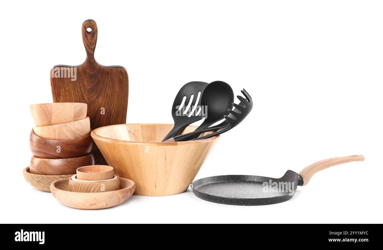 Set of different cooking utensils isolated on white Stock Photo - Alamy