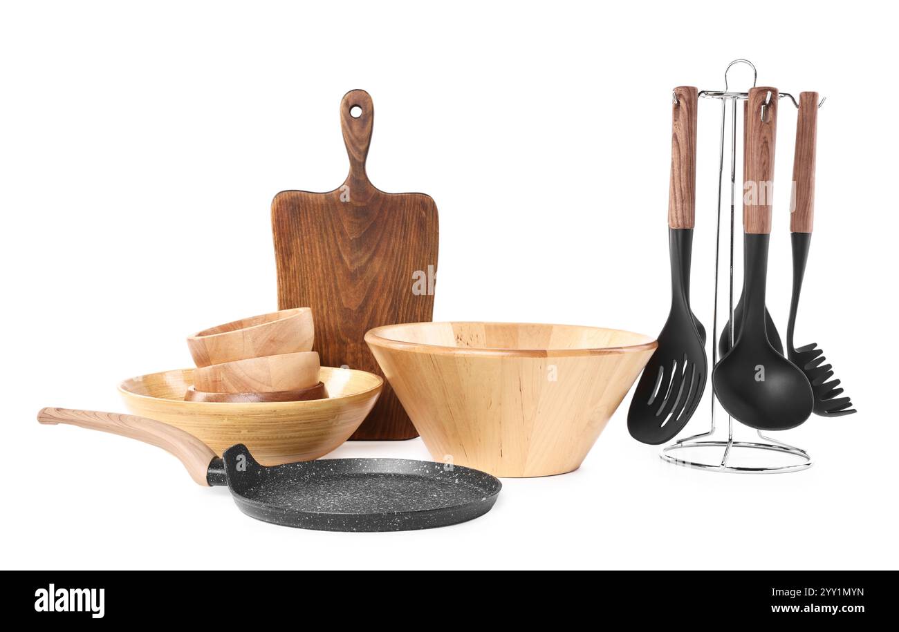 Set of different cooking utensils isolated on white Stock Photo - Alamy