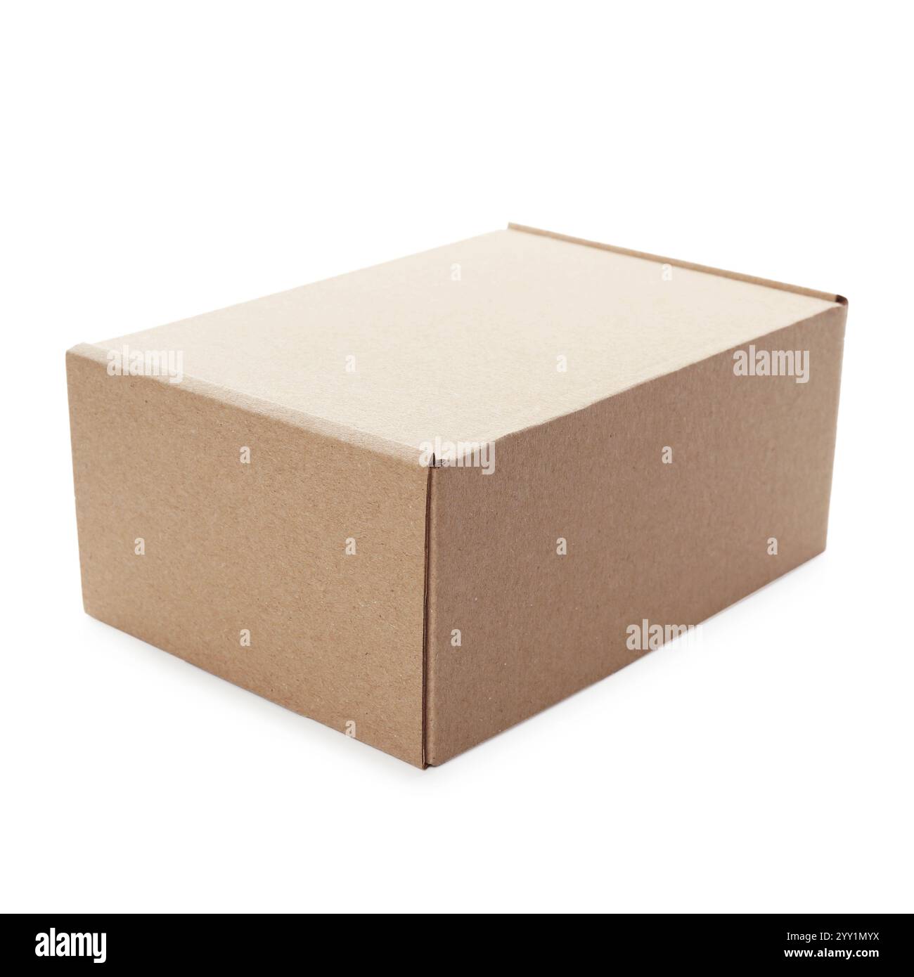 One closed cardboard box isolated on white. Mockup for design Stock ...