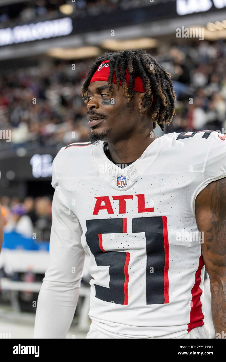 Atlanta Falcons linebacker DeAngelo Malone (51) stands for the national anthem before playing ...