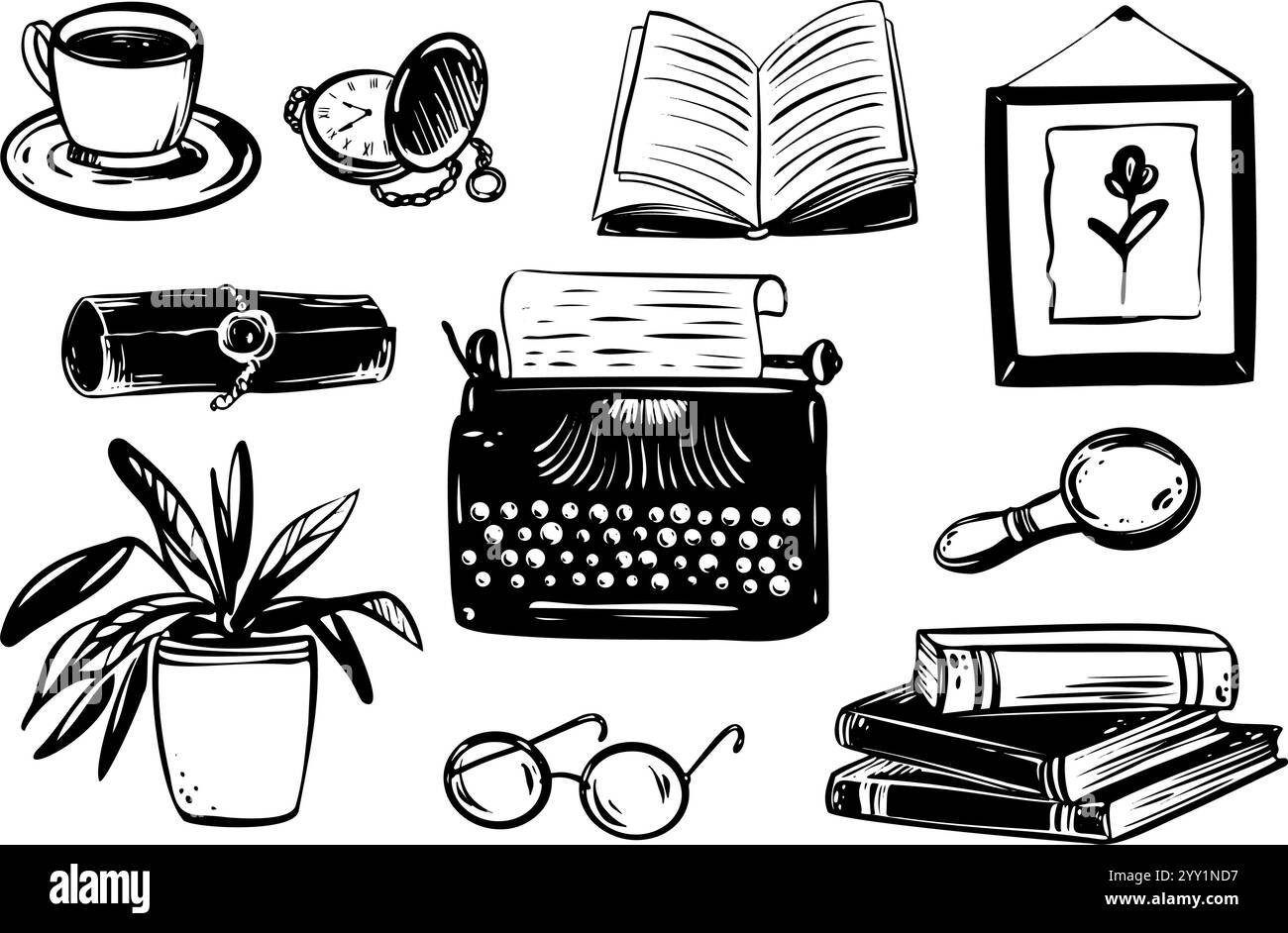 Vintage set vector black Cut Out Stock Images & Pictures - Alamy