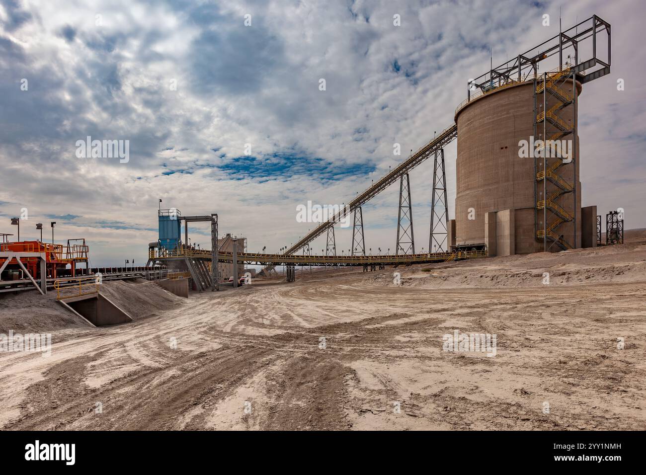 Conveyor belt and processing plant at an open-pit copper mine in Chile ...