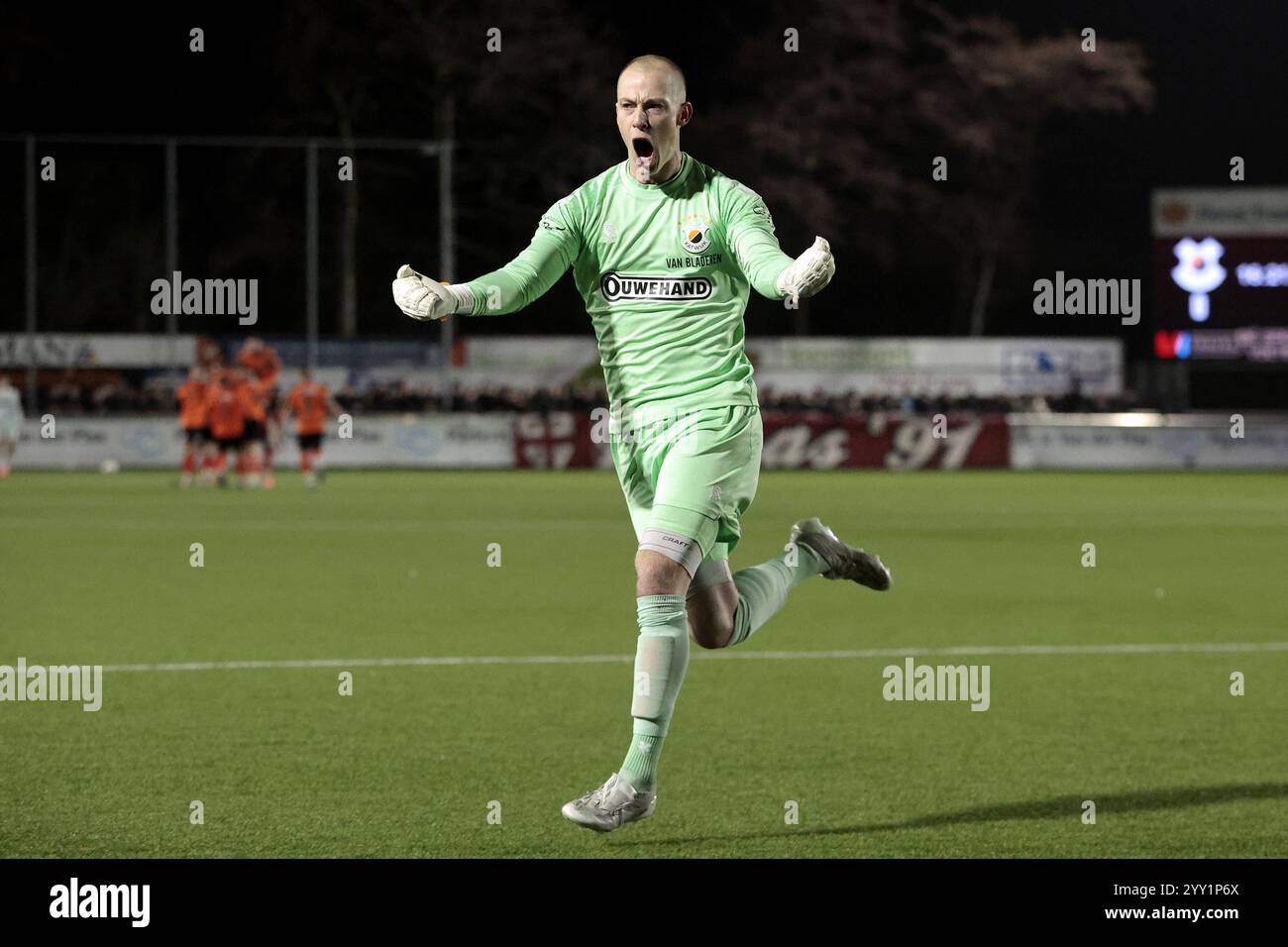 KATWIJK AAN ZEE - VV Katwijk goalkeeper Stan van Bladeren celebrates ...
