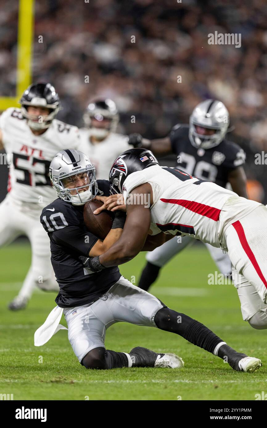 Atlanta Falcons defensive lineman Demone Harris (91) sacks Las Vegas ...