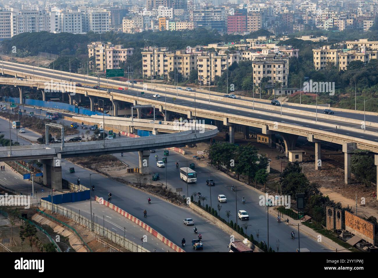 View of the Dhaka Elevated Expressway Airport ramp area covered in ...