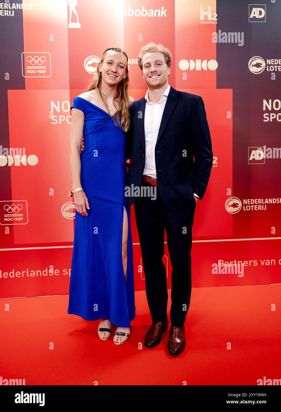 ARNHEM - Femke Bol with partner, Belgian athlete Ben Broeders on the ...