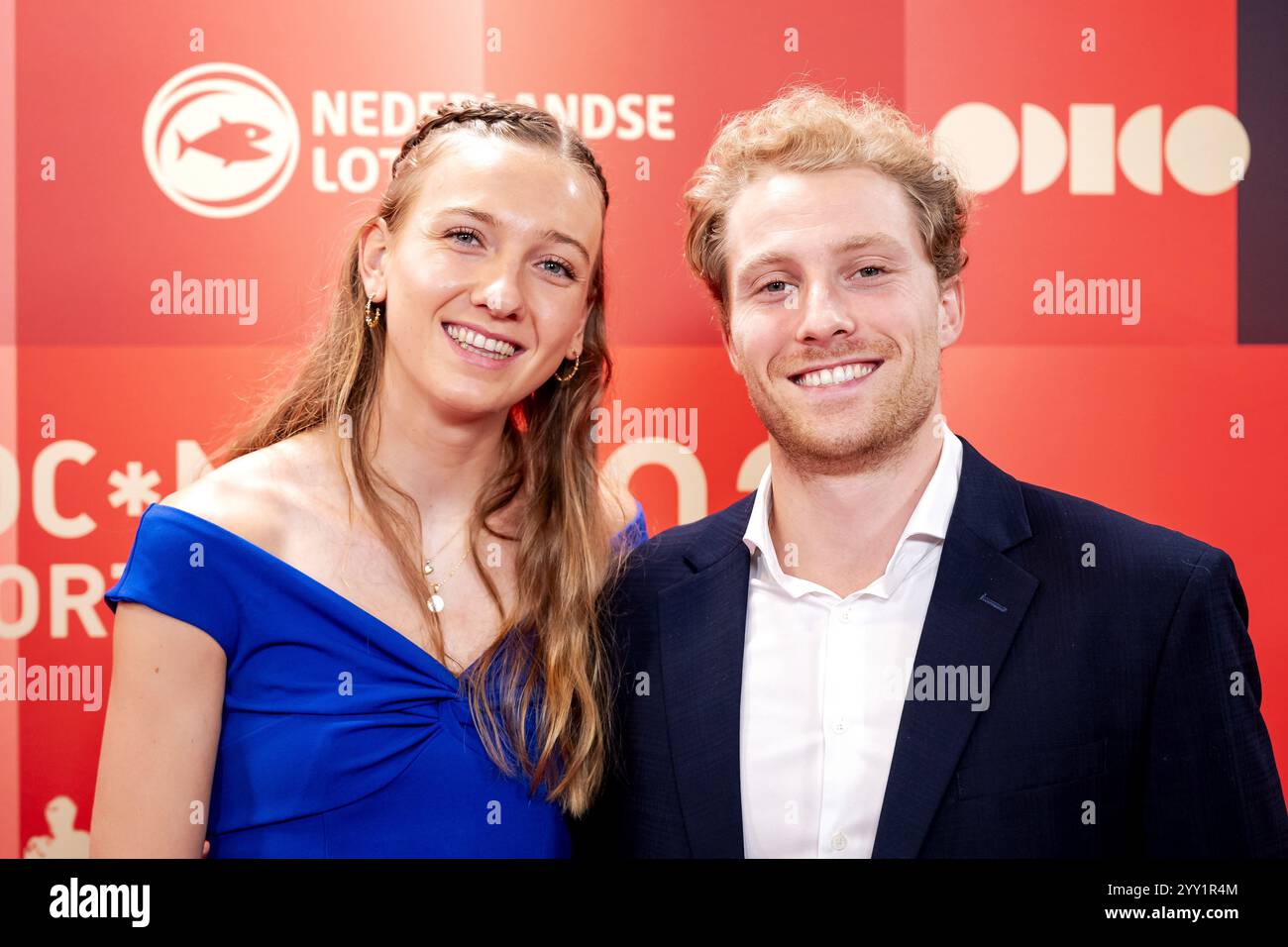 ARNHEM - Femke Bol with partner, Belgian athlete Ben Broeders on the ...