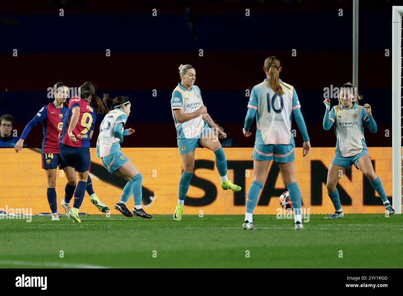 Barcelona's Claudia Pina, 2nd left, scores the opening goal during the ...