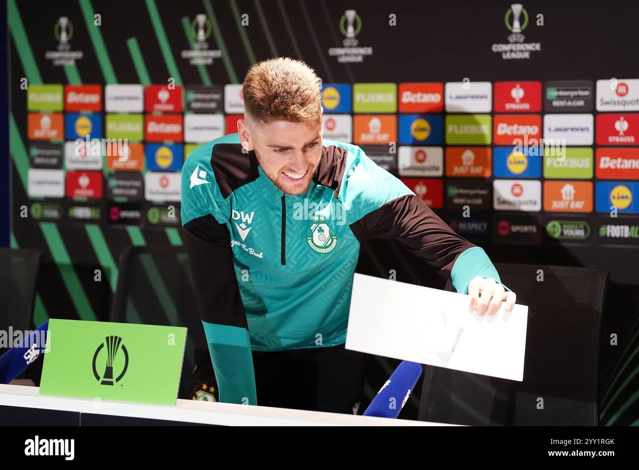 Shamrock Rovers' Dylan Watts during a press conference at Stamford ...