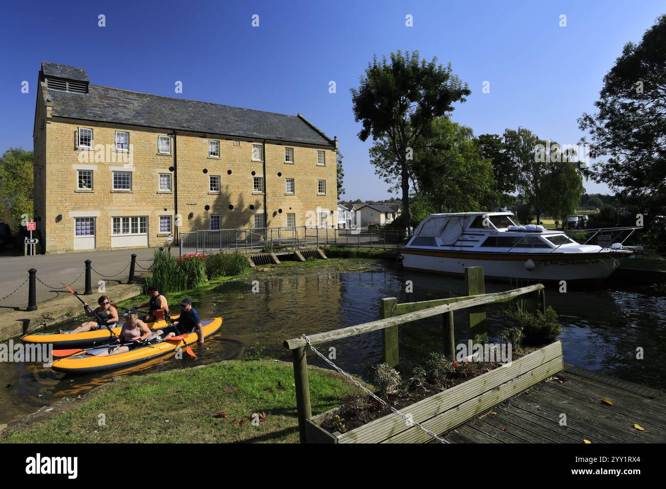 The Watermill at Yarwell Mill Country Park, Yarwell village; river Nene ...