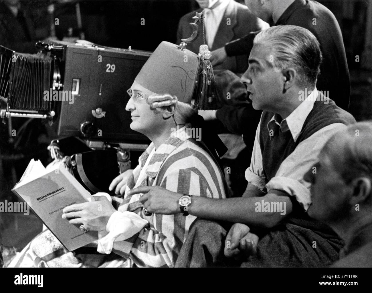 HANS ALBERS in costume holding his script and Director JOSEF von BAKY ...