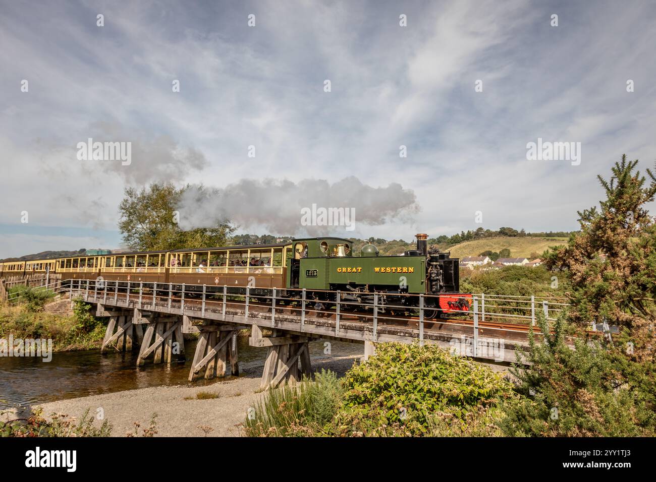 GWR 2-6-2T No. 1213 crosses the Afon Rheidol at Aberystwyth on the Vale ...
