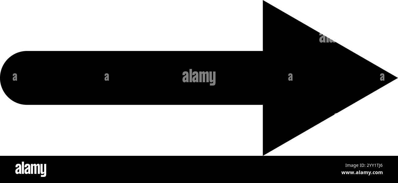 Simple black arrow pointing right with rounded line end and triangular ...