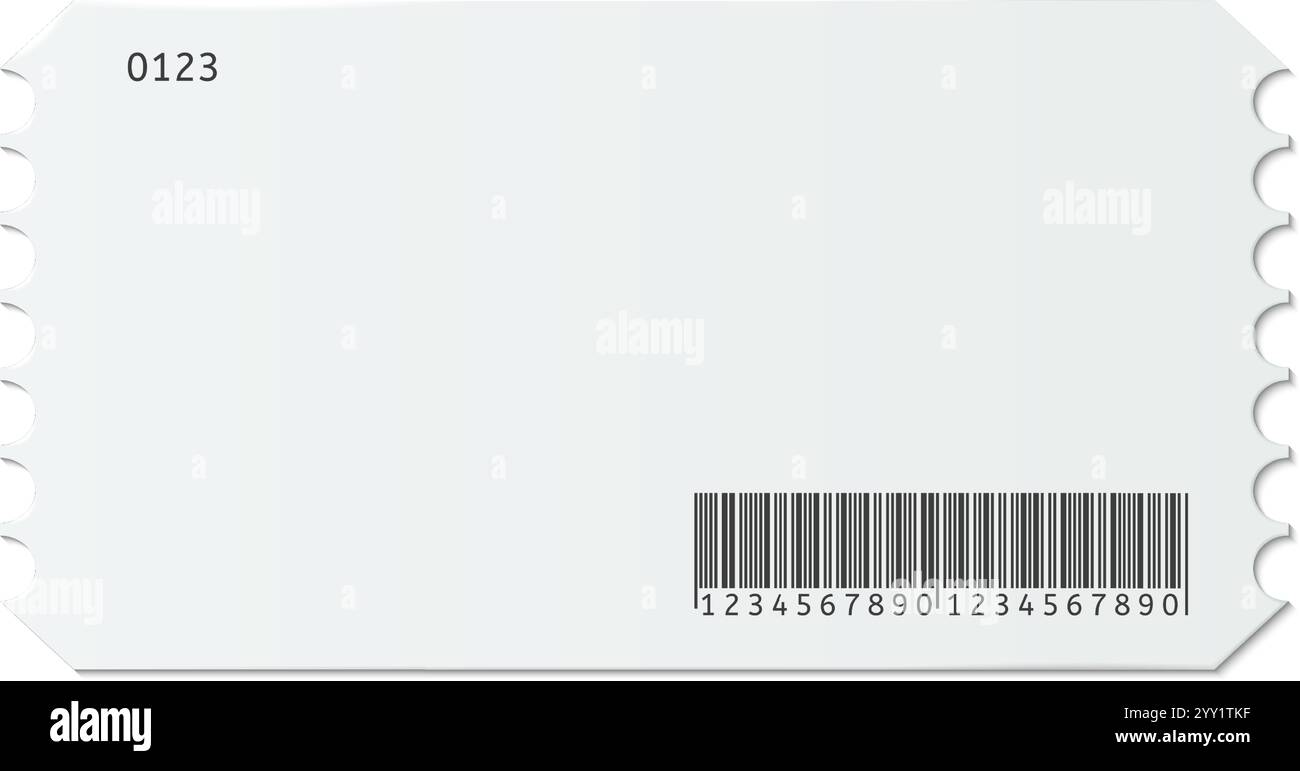 Generic white ticket with barcode and serrated edge, ready for ...
