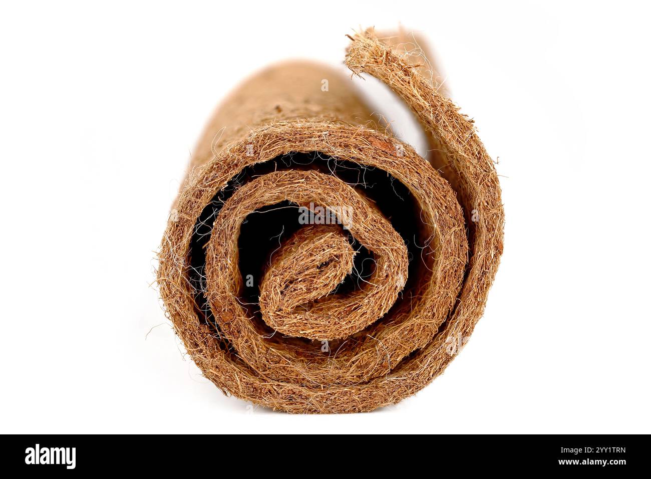Coconut fleece roll, coir fiber mat isolated on a white background ...