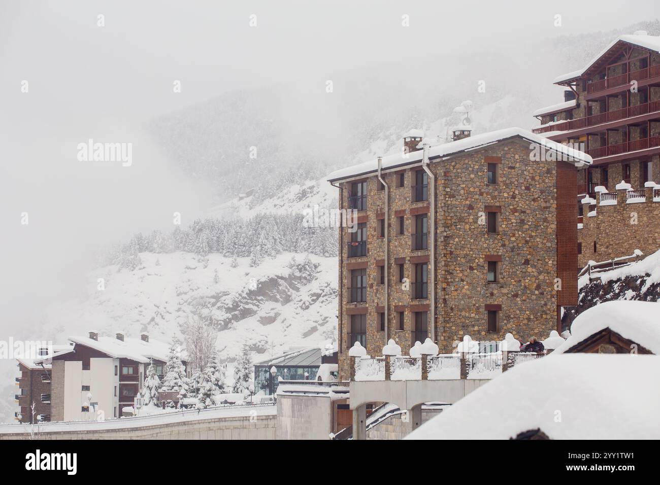 Heavy snowfall in the hills of Soldeu, Andorra Stock Photo - Alamy
