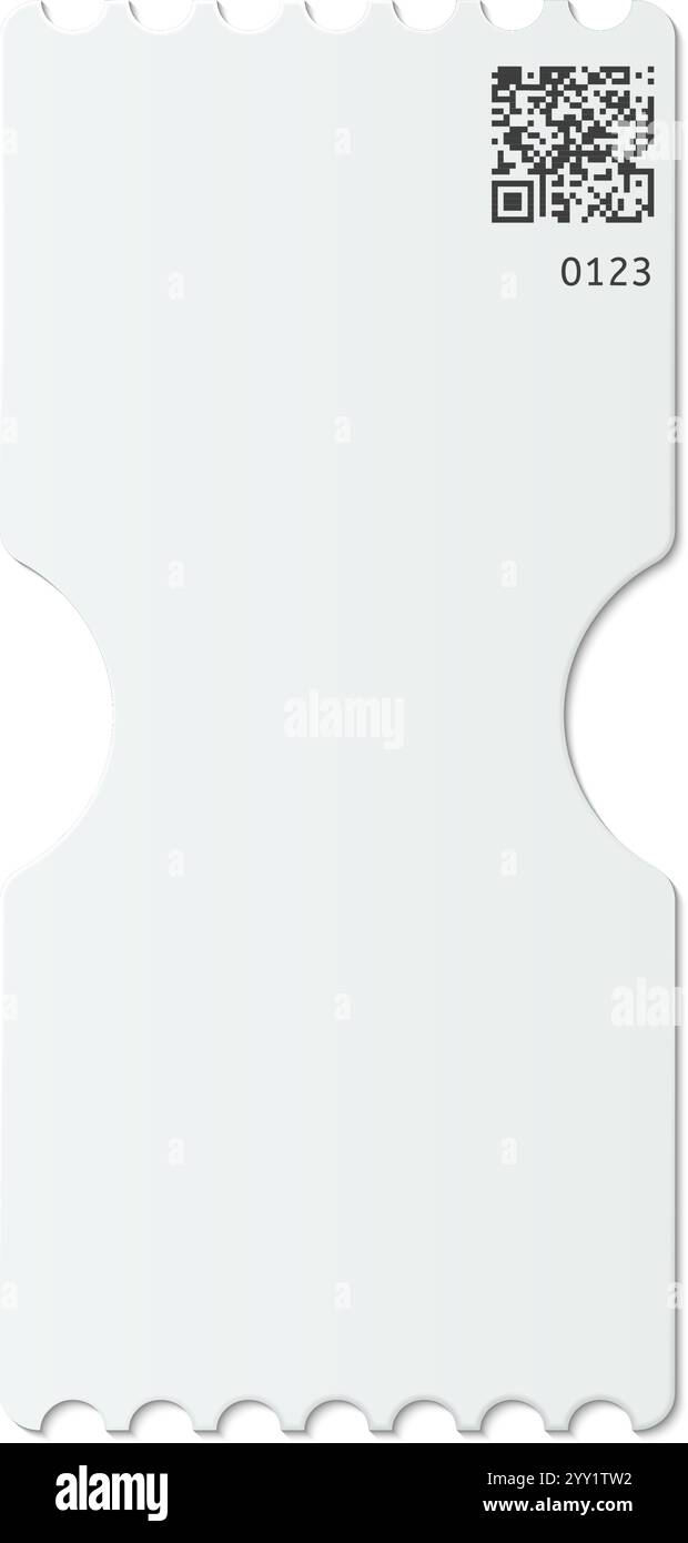 Blank white ticket with qr code and number waiting to be filled ...