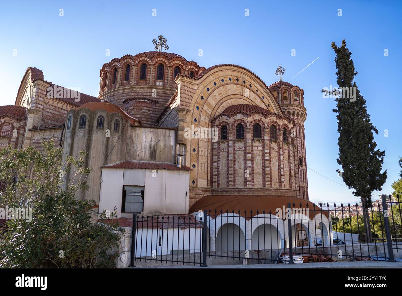 Stunning Agios Pavlos Church in Thessaloniki, Greece, featuring intricate Byzantine architecture ...