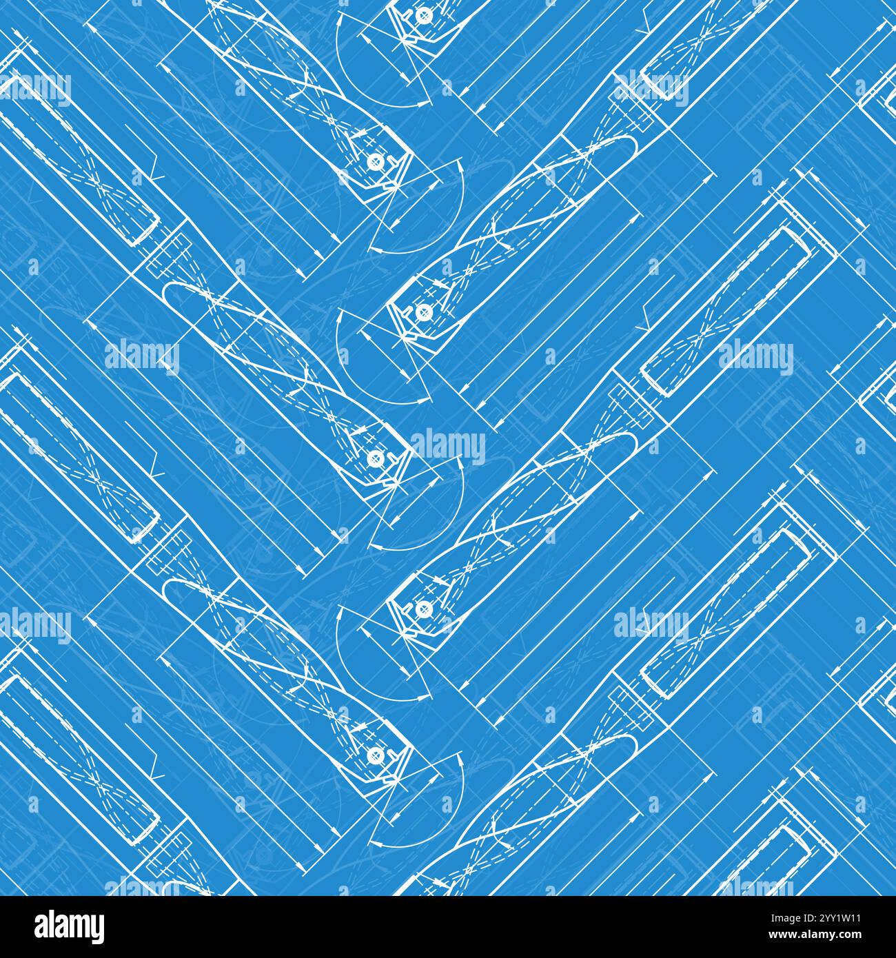 Mechanical engineering drawings on blue background. Drill tools, borer ...