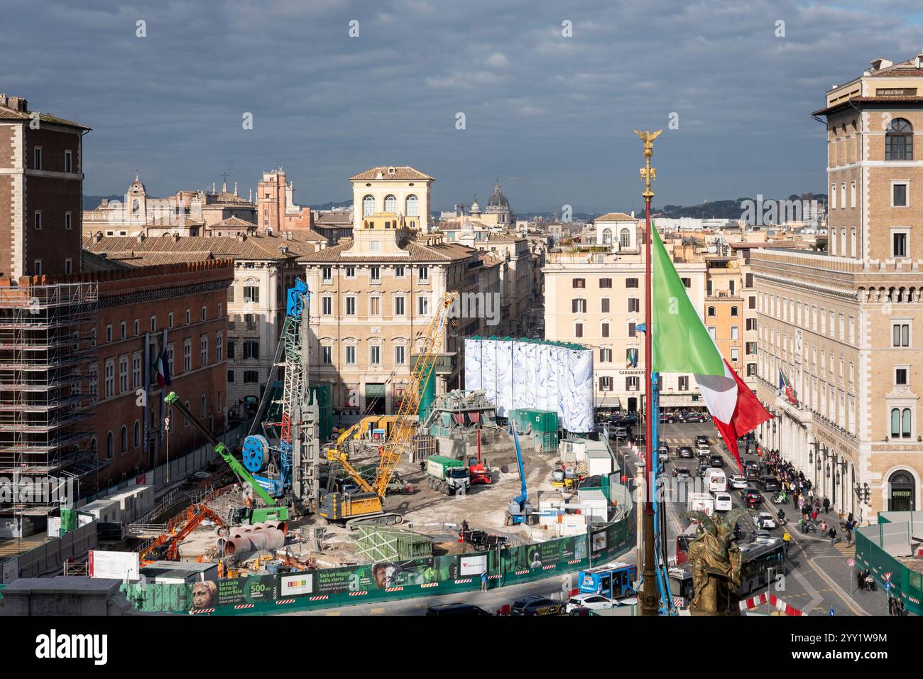 Cranes and trucks seen around the "Constellations of Rome", the title ...