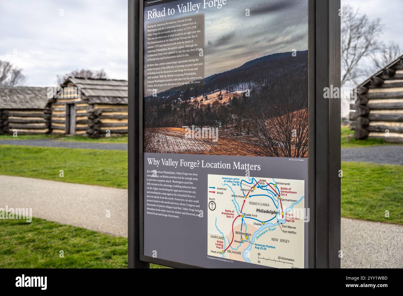 Continental Army log huts at Valley Forge National Historical Park in ...