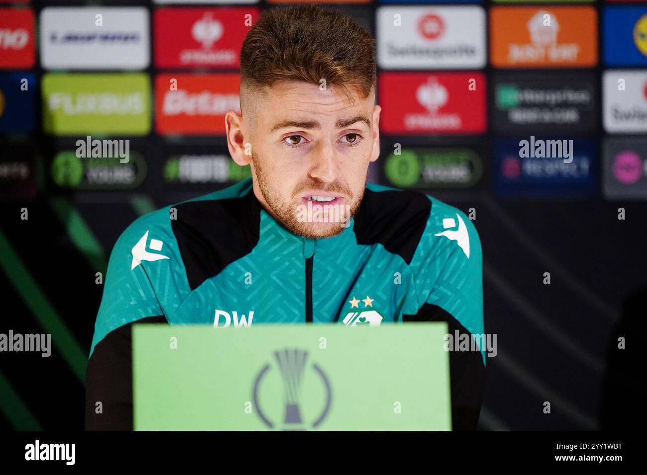 Shamrock Rovers' Dylan Watts during a press conference at Stamford ...