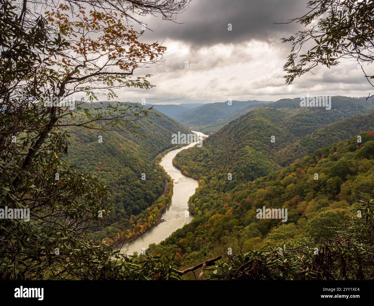 A stunning view of Grandview Rim at New River Gorge National Park, West ...