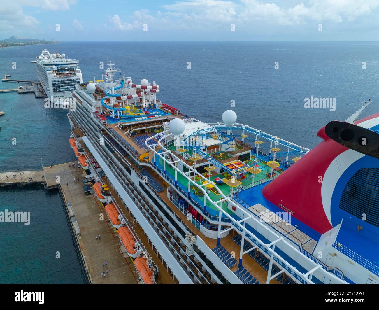 Carnival Horizon aerial view by Carnival Cruises docked at Curacao ...