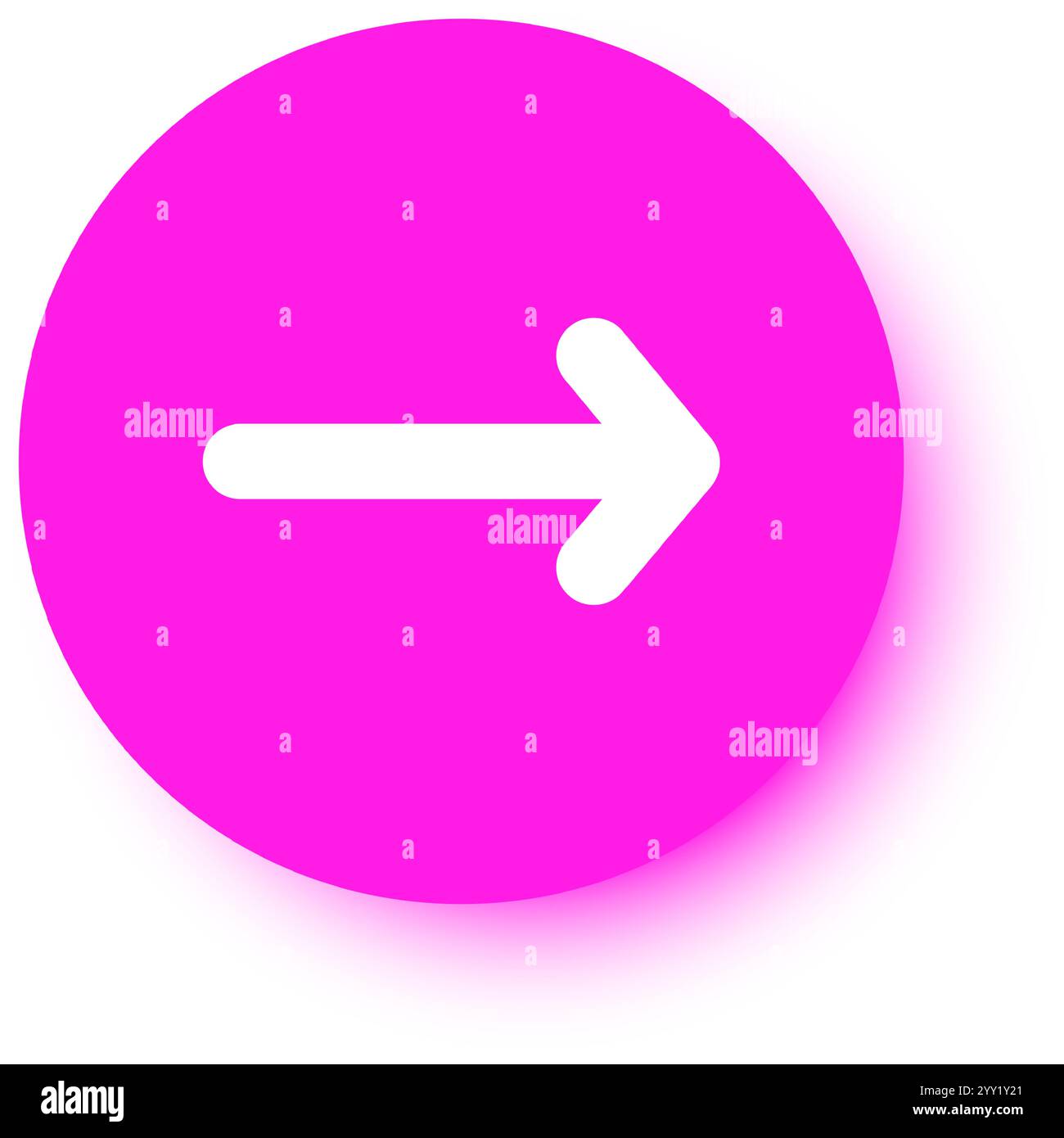 Minimalist graphic design featuring a white arrow pointing right on a vibrant pink circular ...