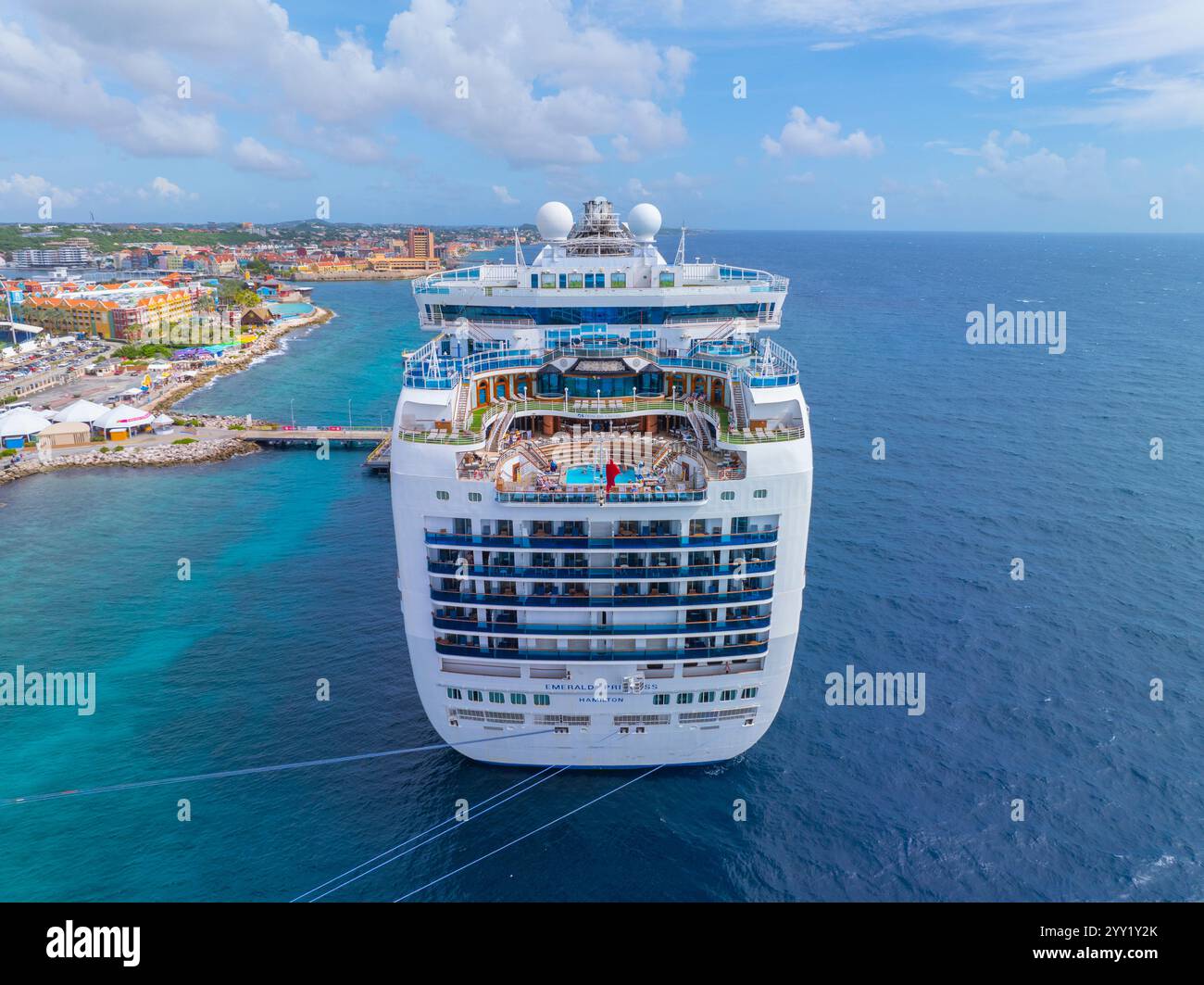 Emerald Princess aerial view by Princess Cruises docked at Curacao ...
