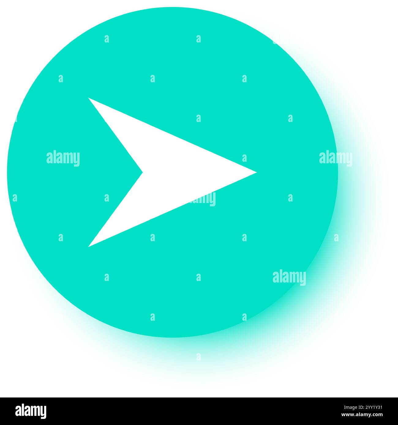 White arrow pointing right within a vibrant turquoise circle, featuring ...