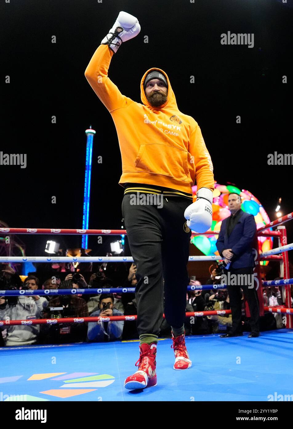 Tyson Fury during an open workout at Boulevard World, Riyadh in Saudi ...