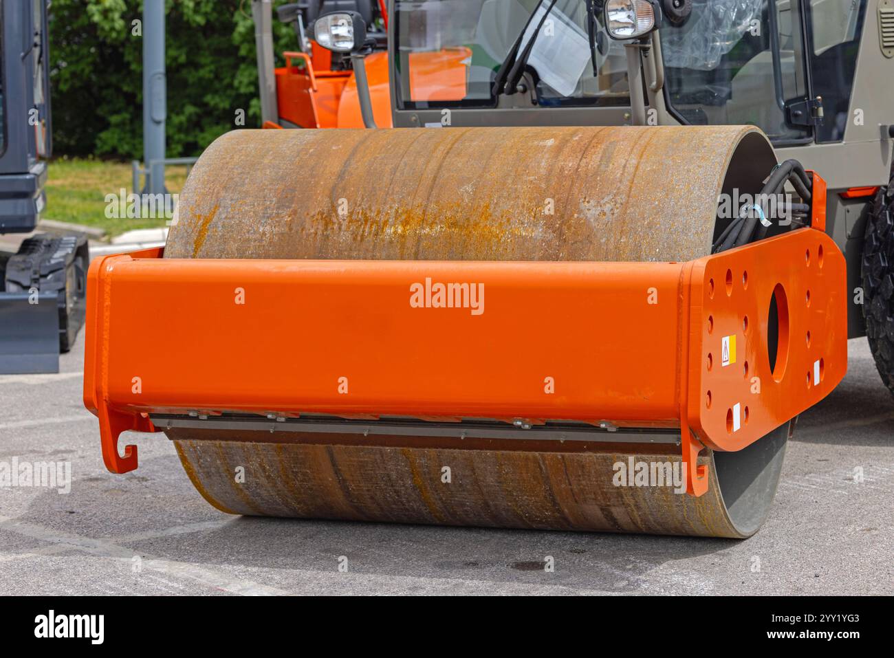 Front View Smooth Roller Compactor Road Construction Machine Stock ...